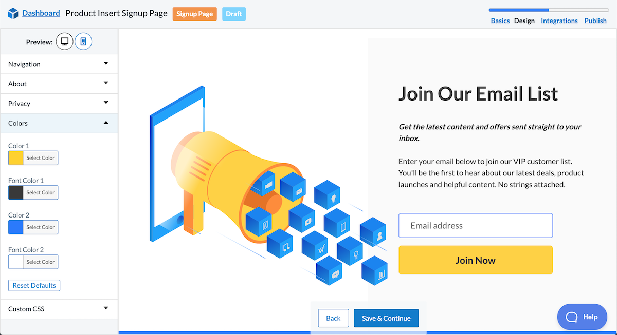 New Feature: Email Signup Pages - LandingCube